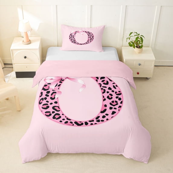 Catabedysis Bows Letter Print Twin Duvet Cover,Cheetah Monogrammed O ...