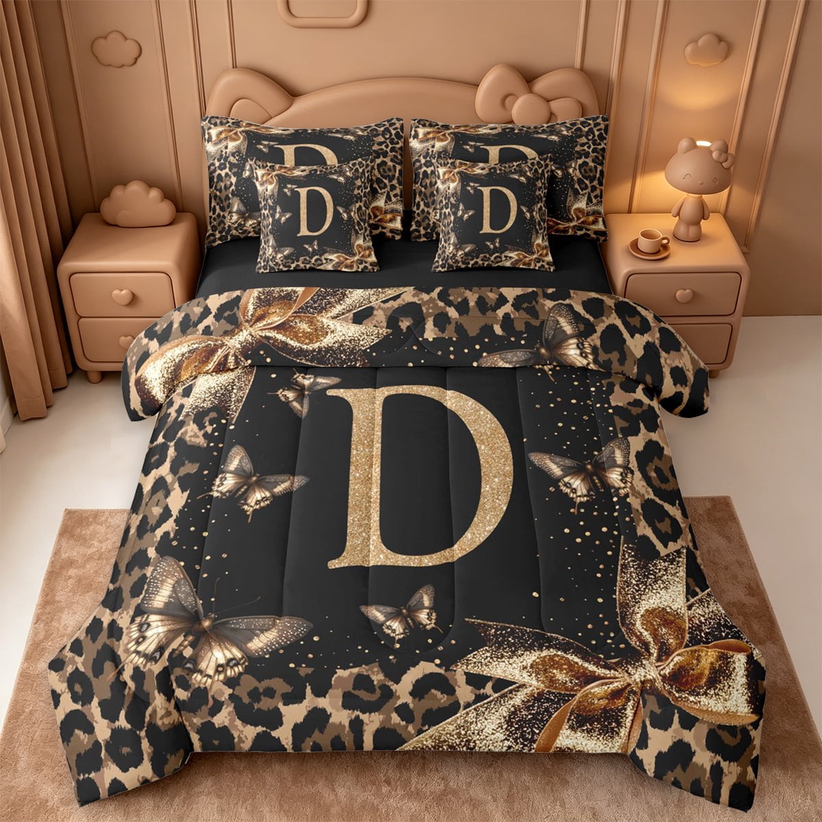 Catabedysis Brown Leopard Print 7 Pieces Full Size Bedding Sets,Initial ...