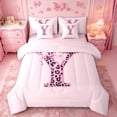 Catabedysis Cheetah Initial Y 7-Piece Twin Bedding,Pink Leopard ABC ...