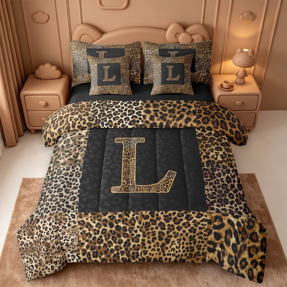Catabedysis Classic Animal Print Initial L 7-Piece Twin Bedding,Vintage ...