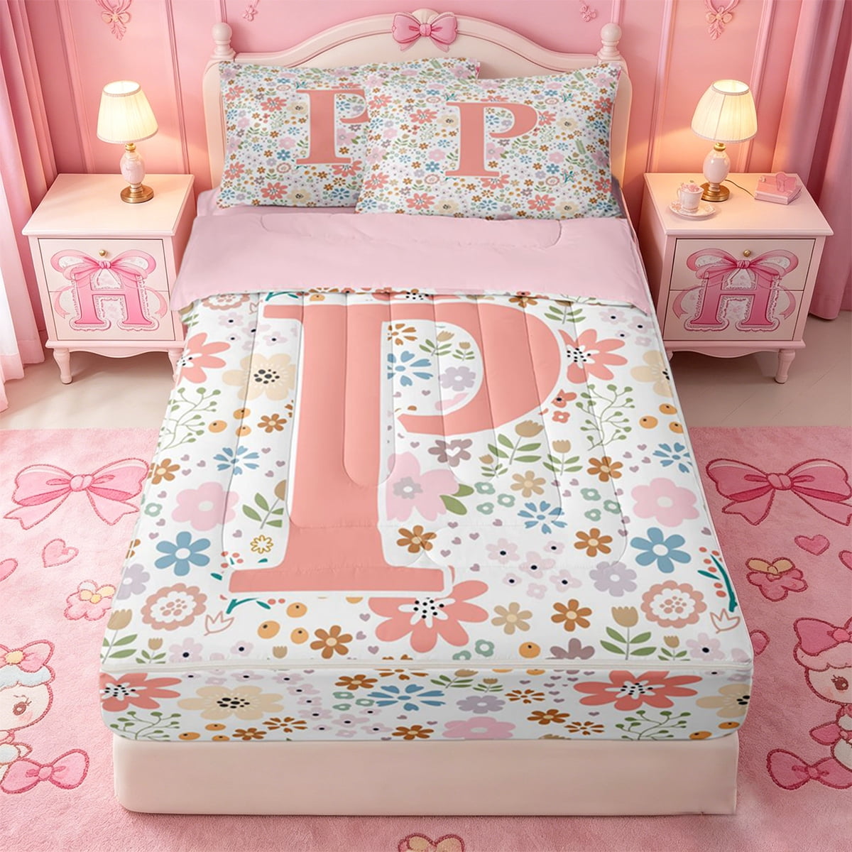 Catabedysis Colorful Flowers Alphabet Print Zipper Full Size Comforter ...