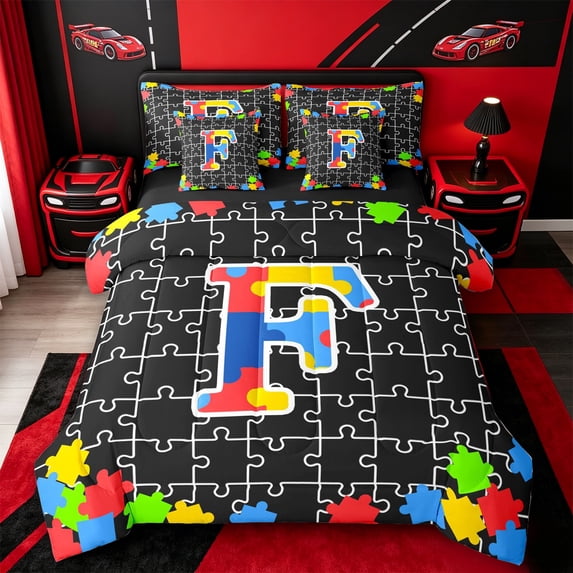 Catabedysis Colorful Puzzle Pattern 7 Pieces Full Size Bedding Sets ...