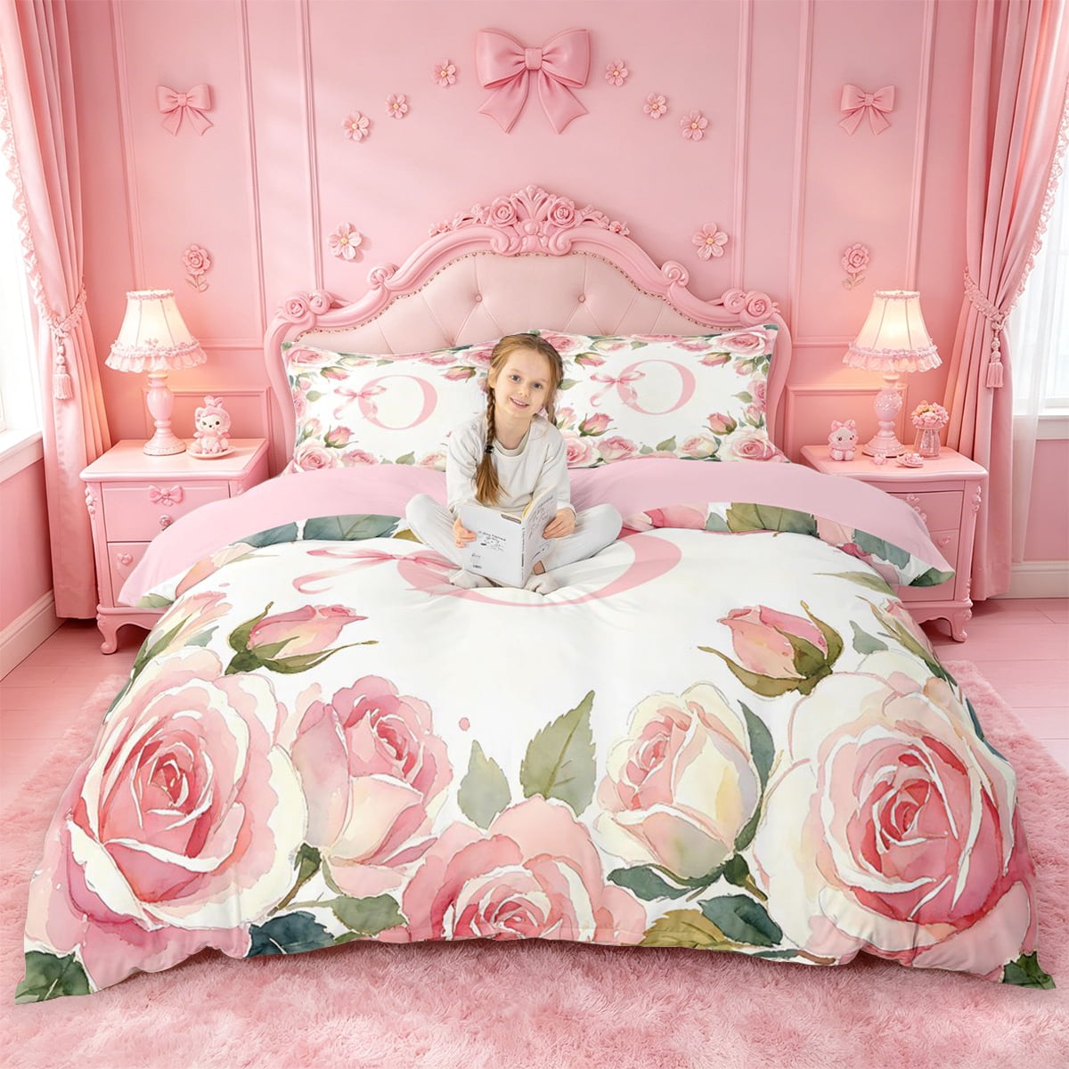 Catabedysis Cute Bowtie Initial O Duvet Cover Queen,Valentine Flowers ...