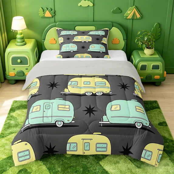 Catabedysis Cute Cartoon Camper Twin Comforter Sets,Boys Camping Themed ...