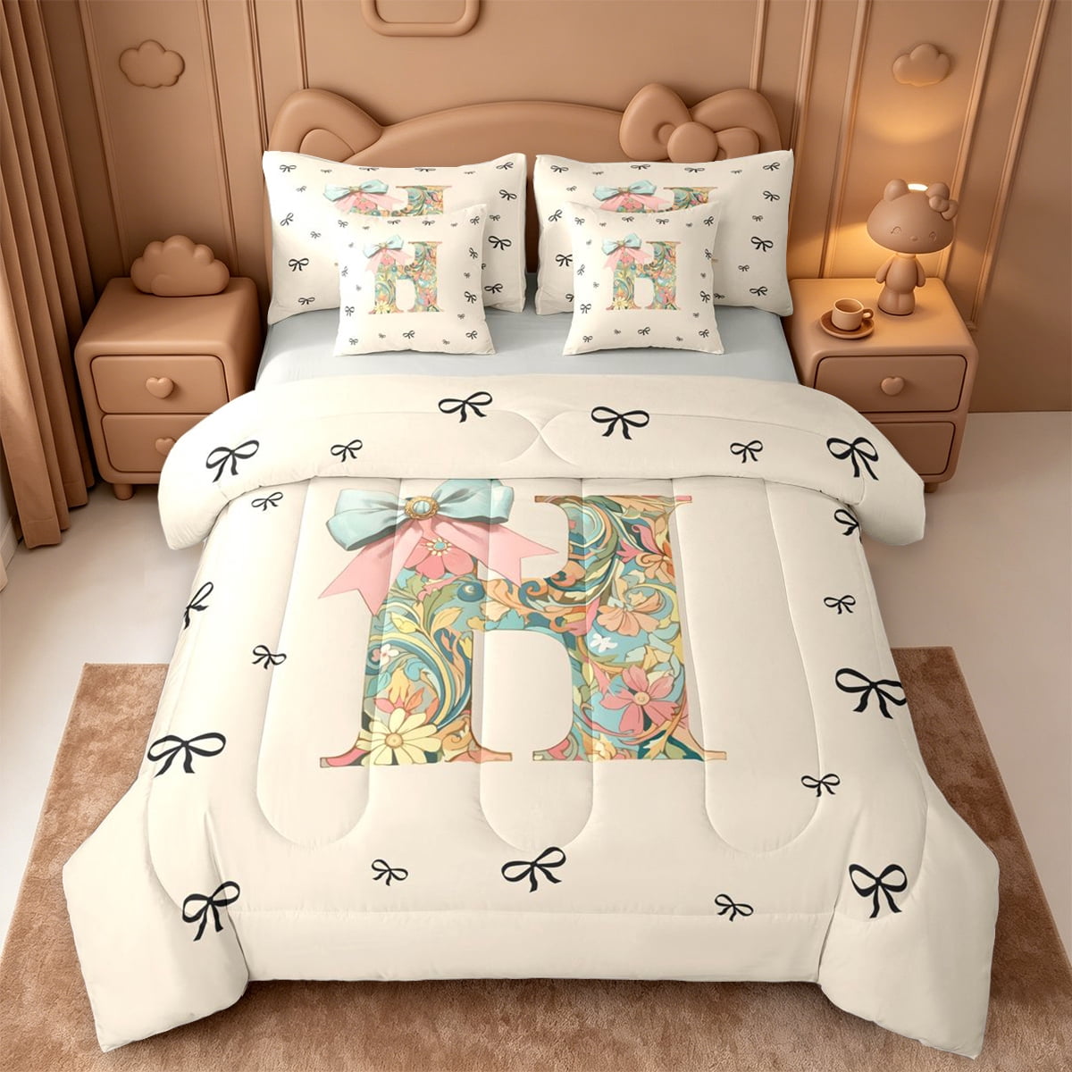 Catabedysis Cute Coquette Bowknot 7 Pieces Full Size Bedding Sets ...