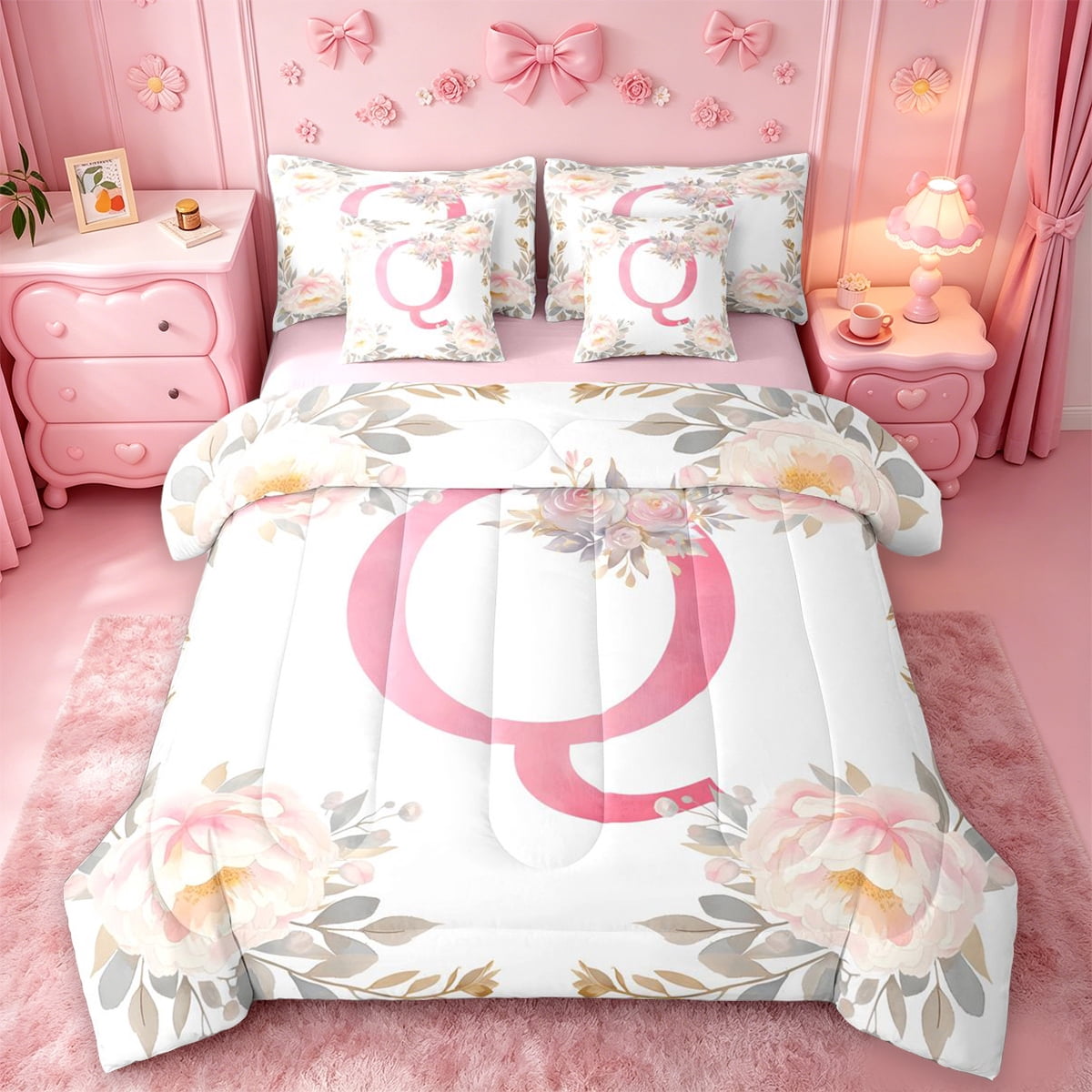 Catabedysis Cute Flower Gifts 7 Pieces Full Size Bedding Sets,Floral ...