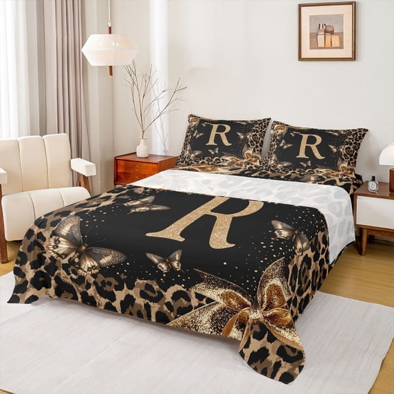 Catabedysis Fashion Cheetah Pattern Bed Sheets,Brown Bows Monogrammed R ...