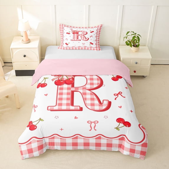 Catabedysis Grid Alphabet R Twin Duvet Cover,Sweet Cherry Bowknot Twin ...
