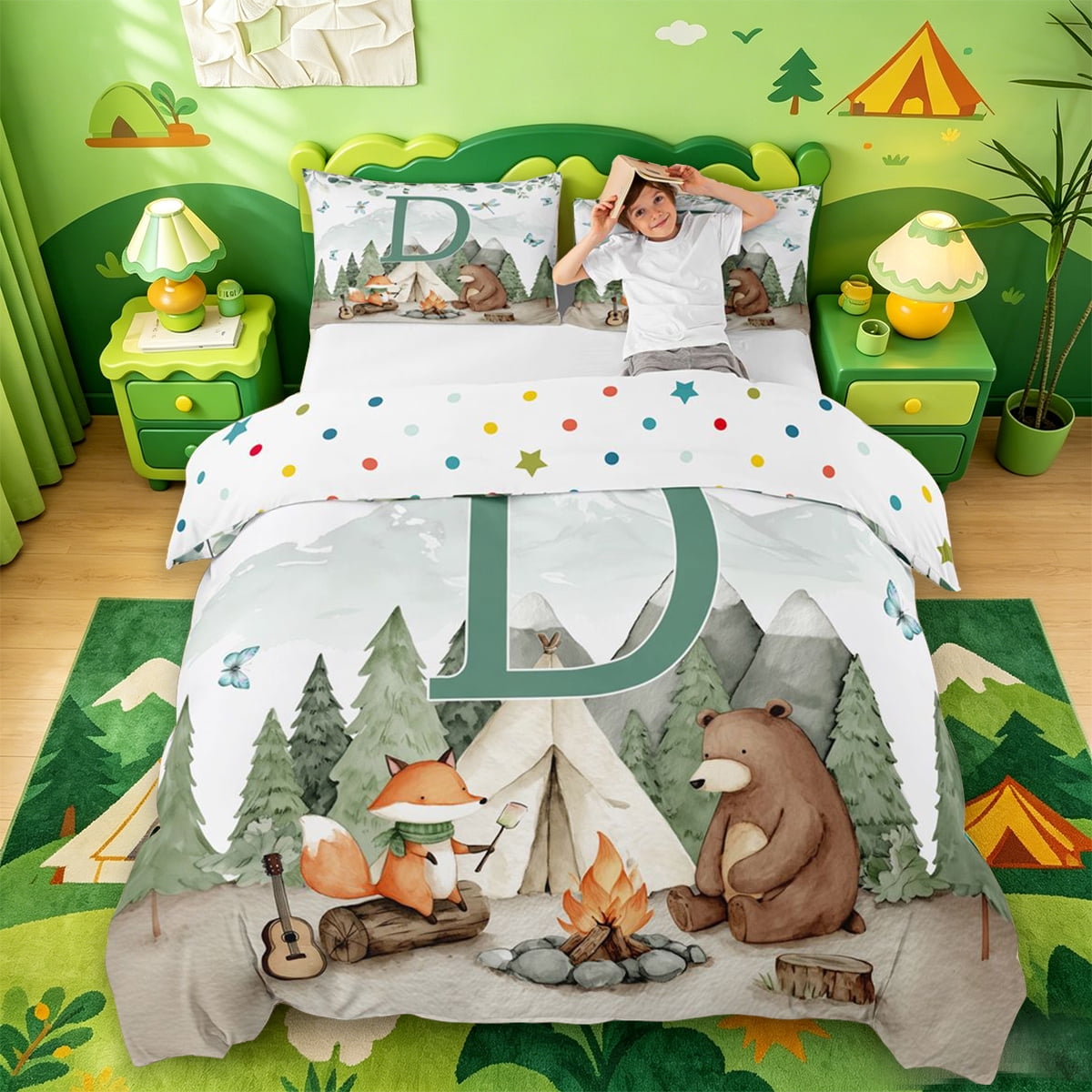 Catabedysis Kids Camper Gifts Bedding,Jungle Animal Bear Alphabet D ...