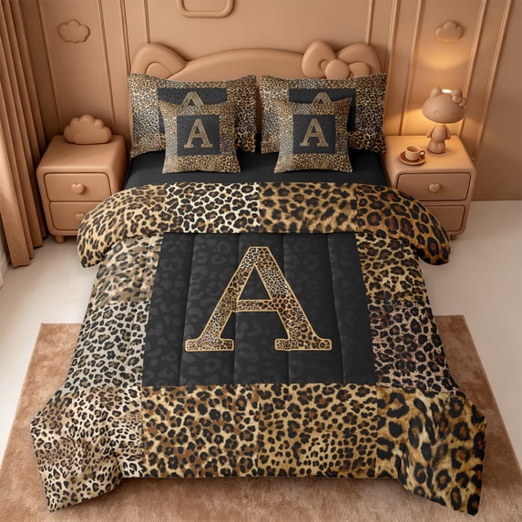 Catabedysis Leopard ABC Print A 7 Pieces Full Size Bedding Sets ...