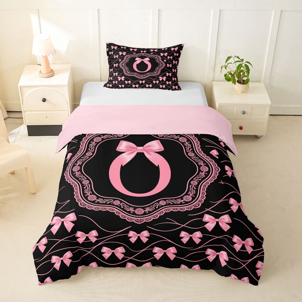 Catabedysis Lovely Bow Tie Twin Duvet Cover,3D Alphabet O Pattern Twin ...