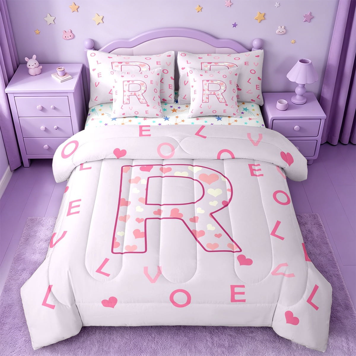 Catabedysis Loves Alphabet R 7-Piece King Bedding,Cartoon 26 ABC King ...