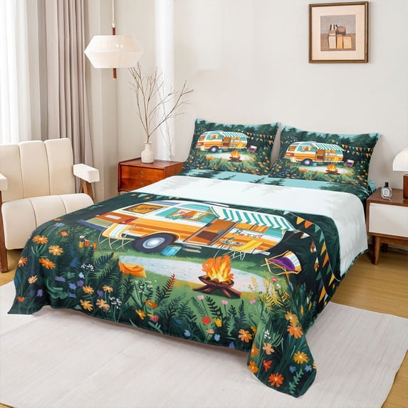Catabedysis Modern Cartoon Camper Bed Sheets For Girls For Camping ...