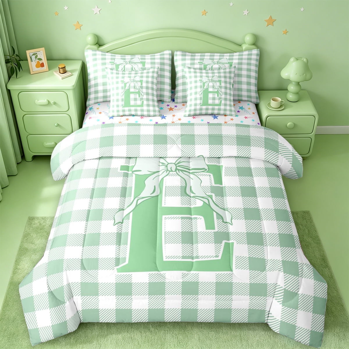 Catabedysis Modern Geometric Checkered 7-Piece King Bedding,Bow ...
