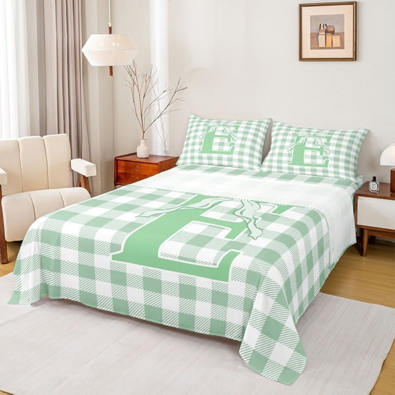 Catabedysis Modern Geometric Checkered King Sheets,Bow Monogrammed E ...