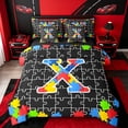 Catabedysis Modern Jigsaw Monogram X 7pcs Queen Bedding,Puzzle Plaid ...