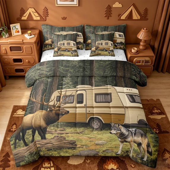 Catabedysis Outdoor Camping Adventure 7-Piece Twin Bedding,Safari ...