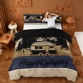 Catabedysis Patriotic Camping Bedding,Camper Silhouette Print Duvet ...