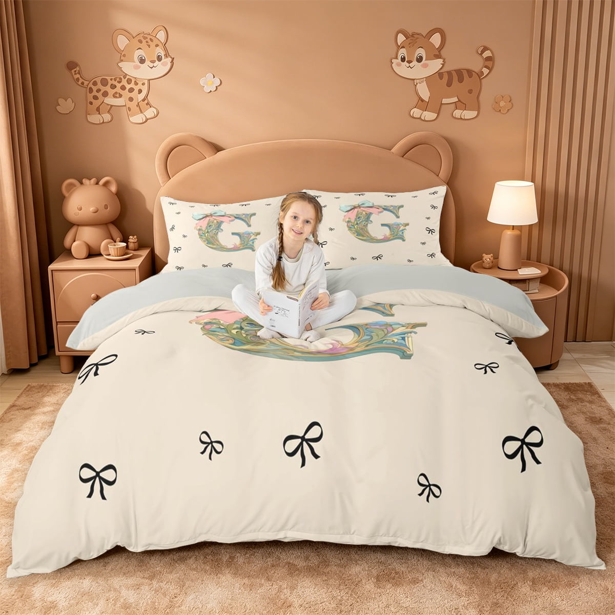 Catabedysis Personalized Bowknot Gifts Bedding,Initial Alphabet G ...