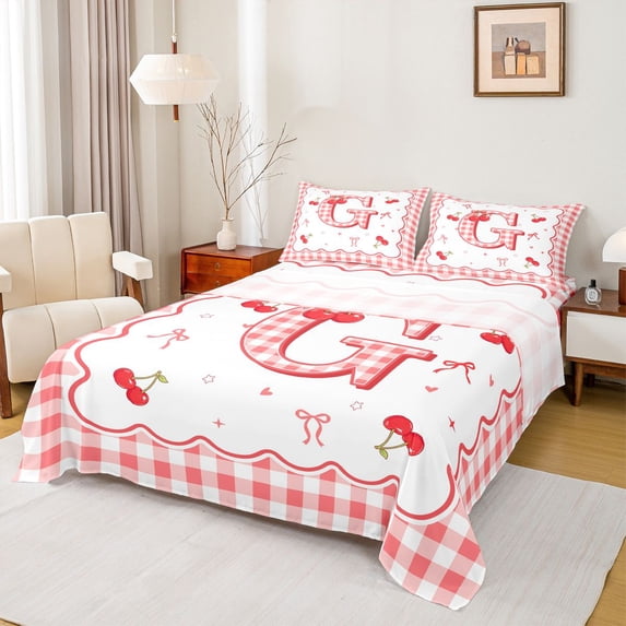 Catabedysis Personalized Cherry Gifts Queen Sheets,Initial Alphabet G ...