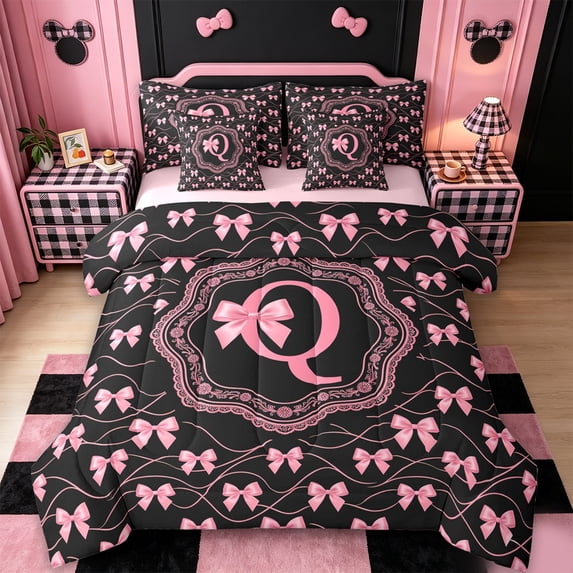 Catabedysis Personalized Letter Gifts 7-Piece King Bedding,Ribbon Bow ...