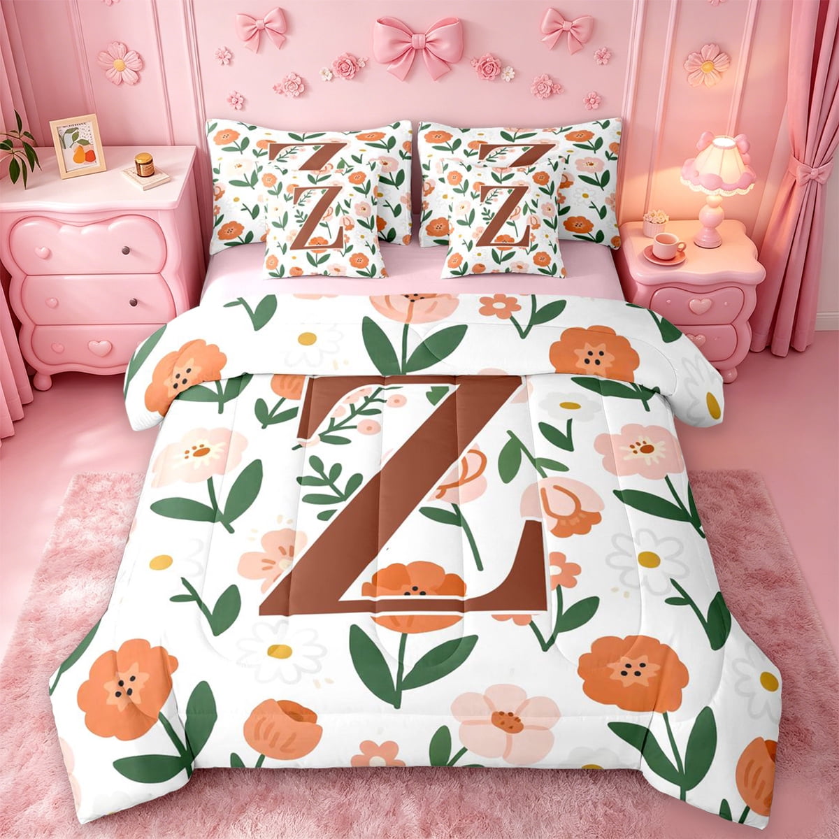 Catabedysis Personalized Letter Gifts 7-Piece Twin Bedding,Cartoon ...