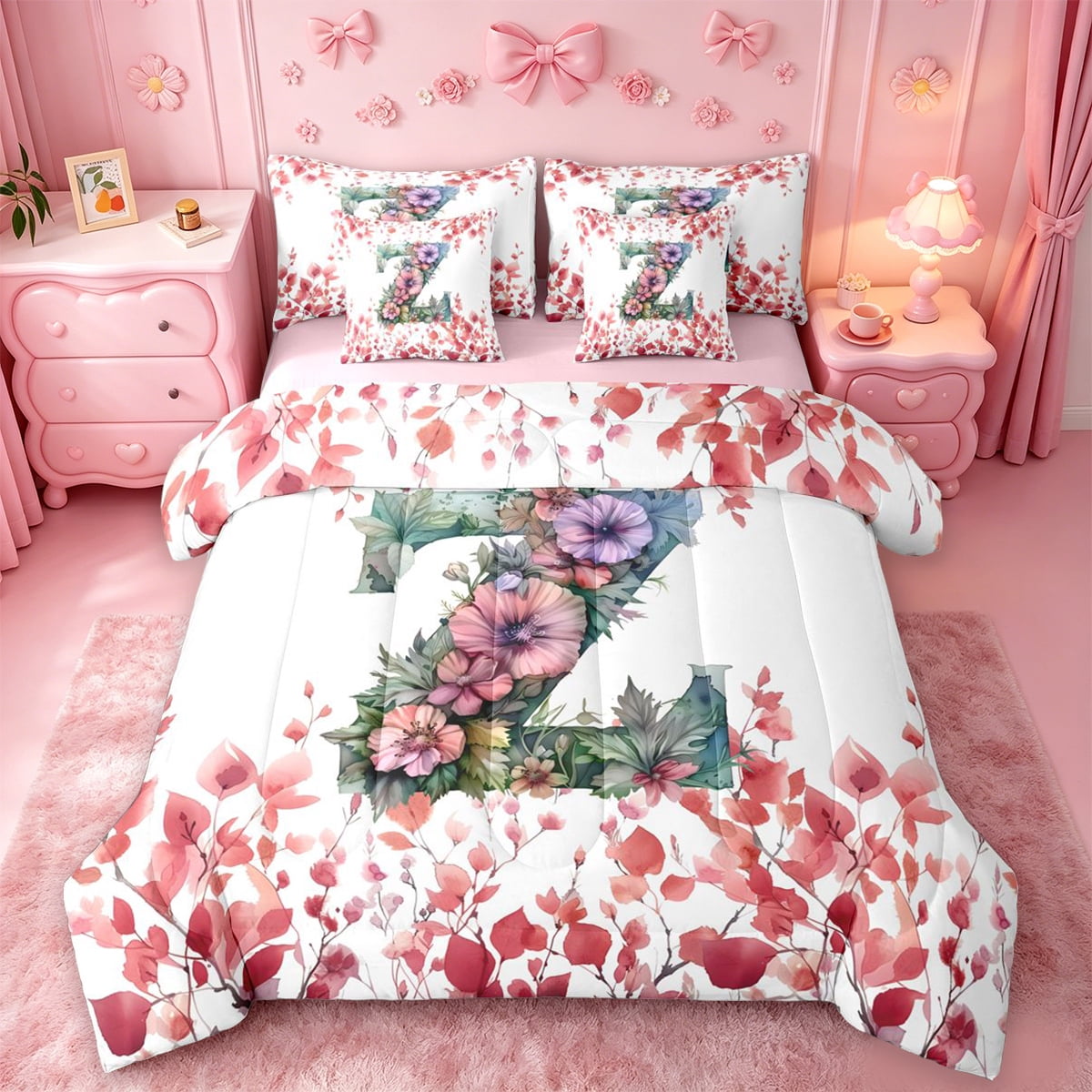 Catabedysis Personalized Letter Gifts 7pcs Queen Bedding,Colorful ...