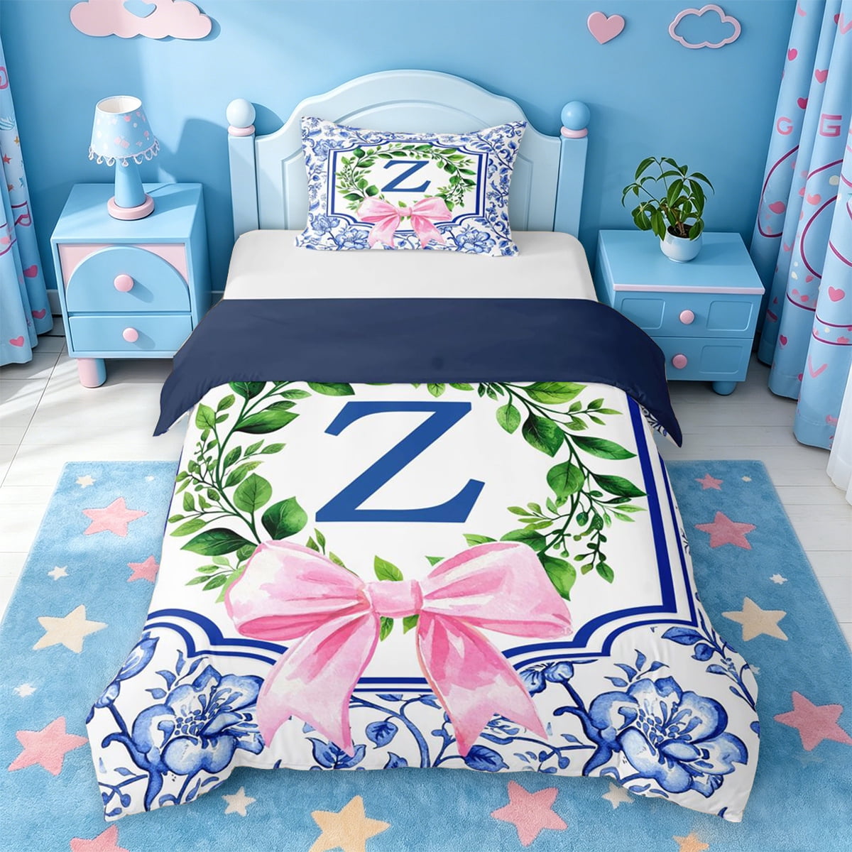 Catabedysis Personalized Letter Gifts Twin Duvet Cover,Rustic Leaves ...