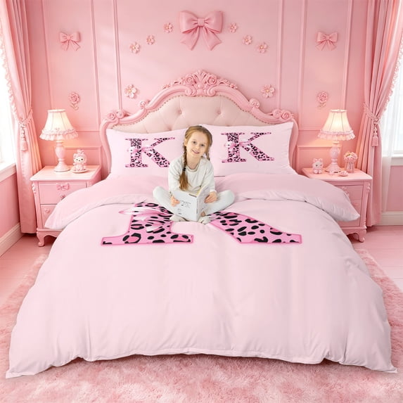 Catabedysis Pink Bows Monogram K Bedding,Classic Fashion Leopard Print ...