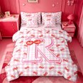 Catabedysis Pink Ribbon Bows 7-Piece King Bedding,Cherries Monogrammed ...