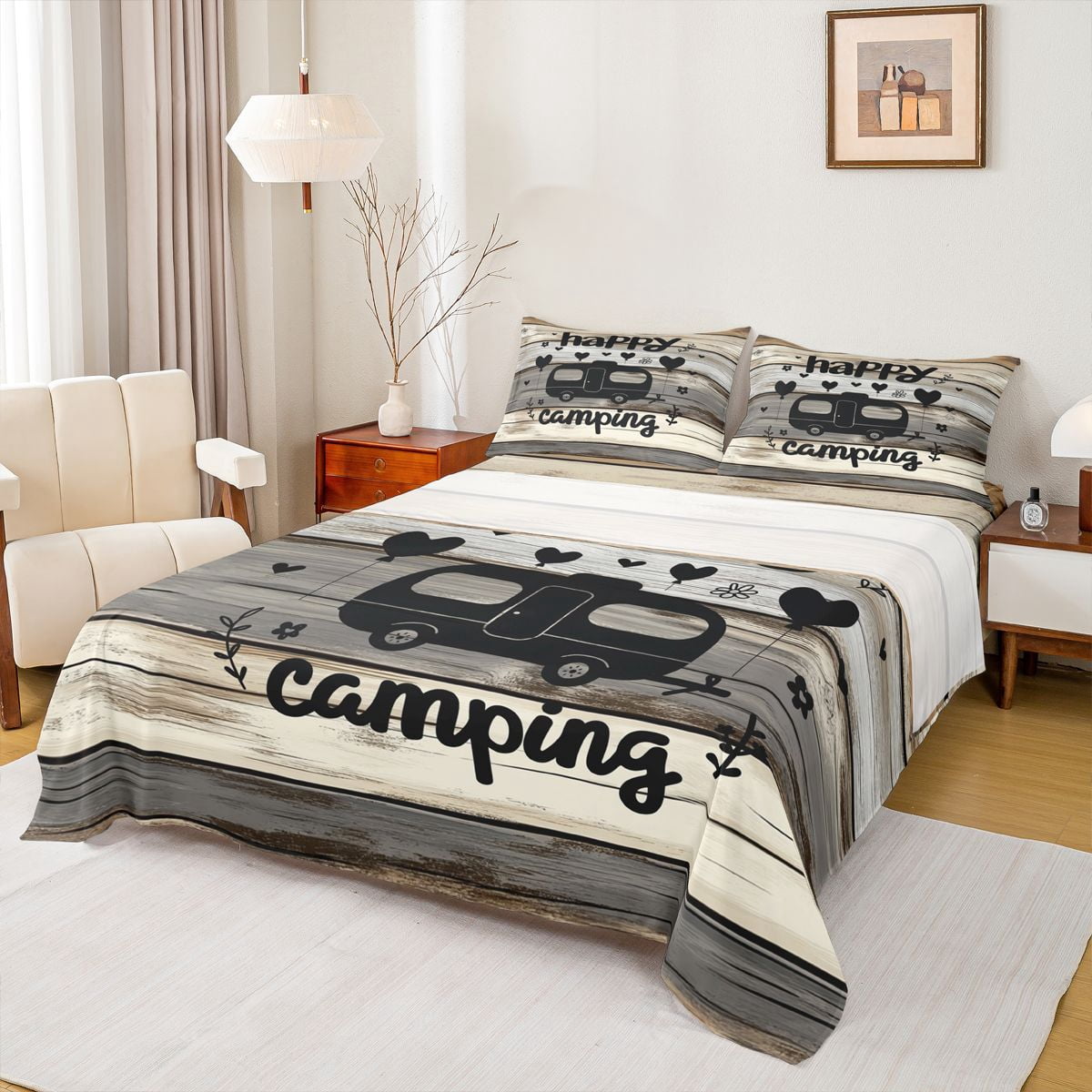 Catabedysis Rustic Camping Bed Sheets,Old Barn Wooden Full Size Sheets ...