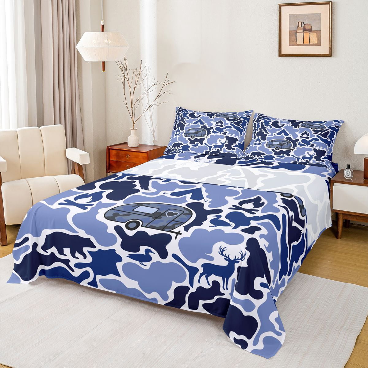 Catabedysis Safari Animal Bear Bed Sheets,Rustic Camouflage Camping ...