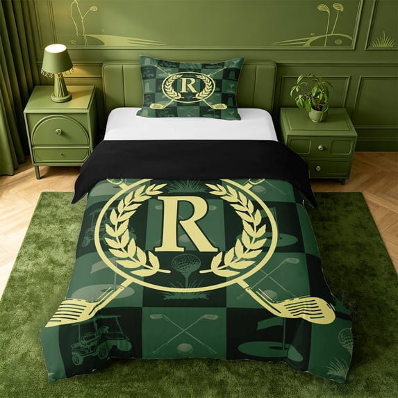 Catabedysis Sport Theme Monogram A Twin Duvet Cover For Boys,Boys Golf ...