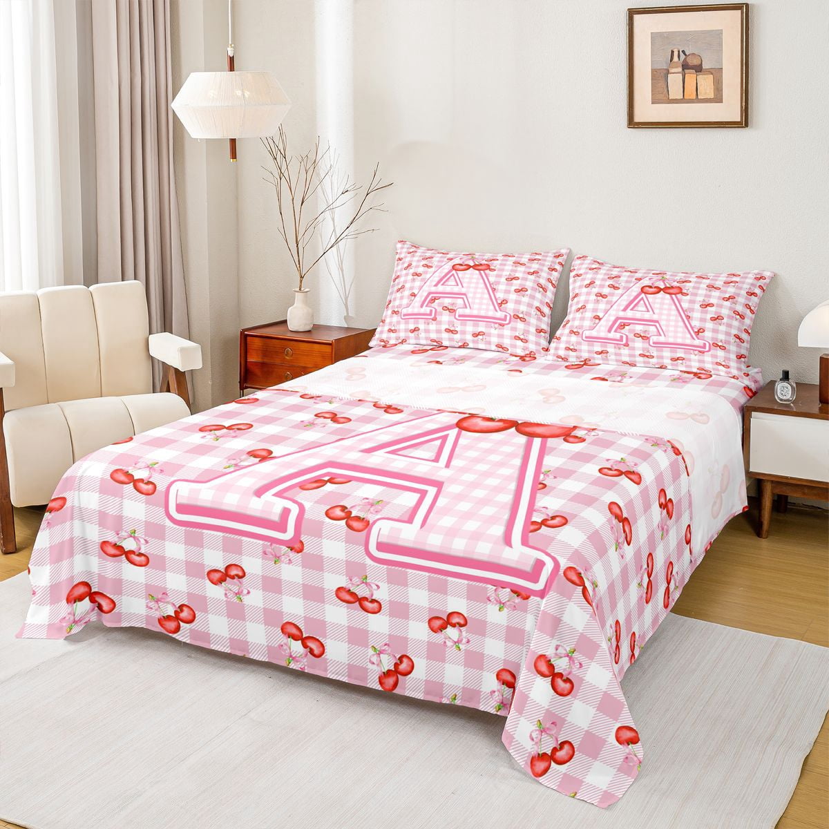 Catabedysis Sweet Cherry Print A King Sheets,Personalized Monogrammed ...
