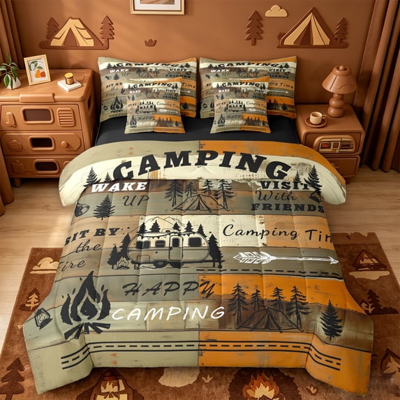 Catabedysis Vintage Camping 7 Pieces Full Size Bedding Sets,Camper Tent ...