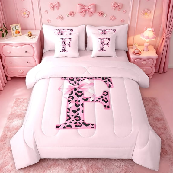 Catabedysis Wild Leopard Print 7 Pieces Full Size Bedding Sets,Pink ...