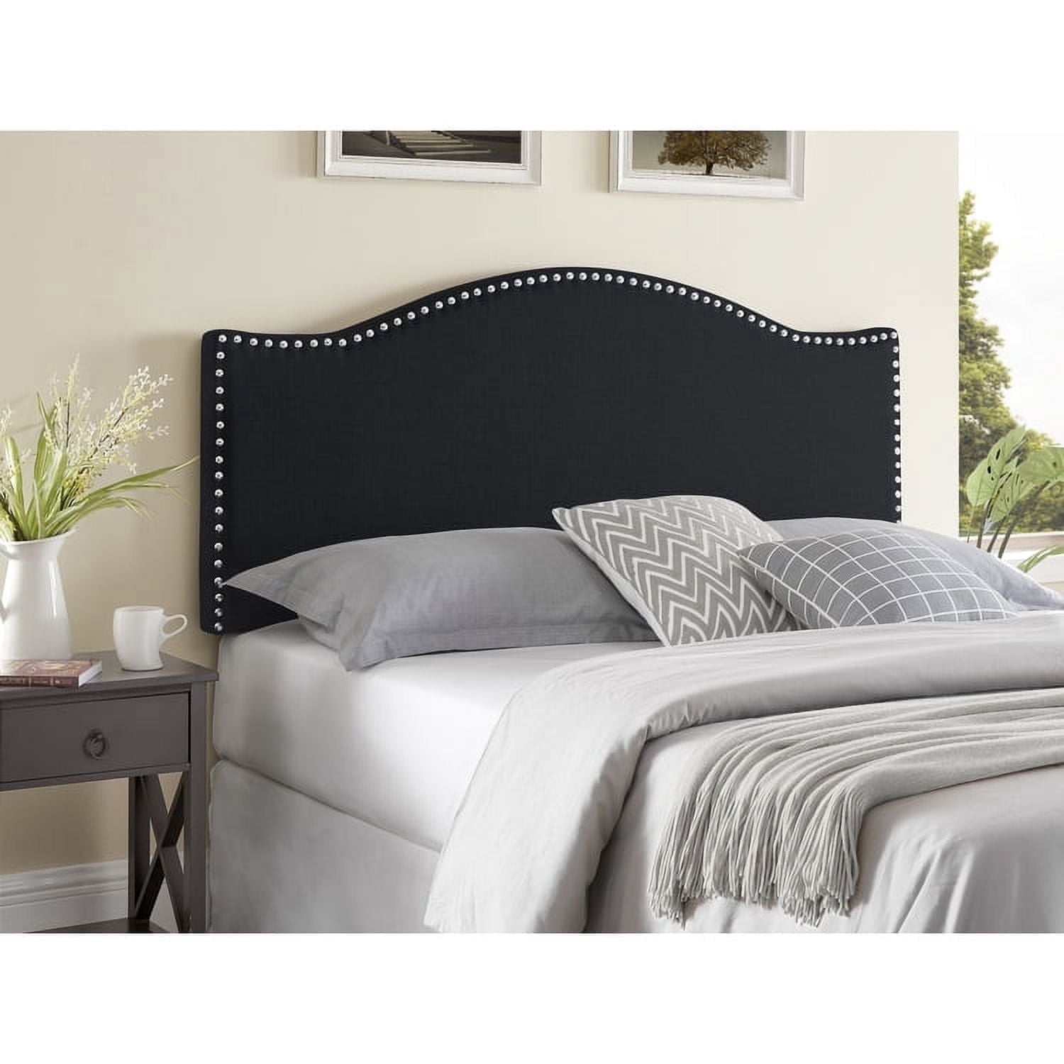 Naomi Home Catalina Queen Size Headboard, Upholstered Nail Head, 12 ...