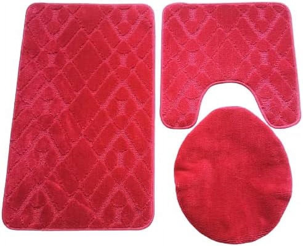 Catalina Home Daytona 3PC. Bathroom Set Contour Mat Toilet LID Cover ...