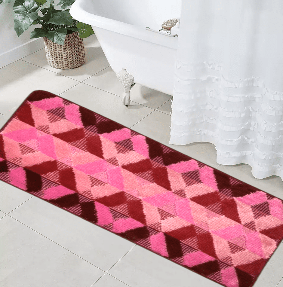 Catalina Home Mosaic Collection Design (Non-Slip) Runner Rug - Burgundy ...
