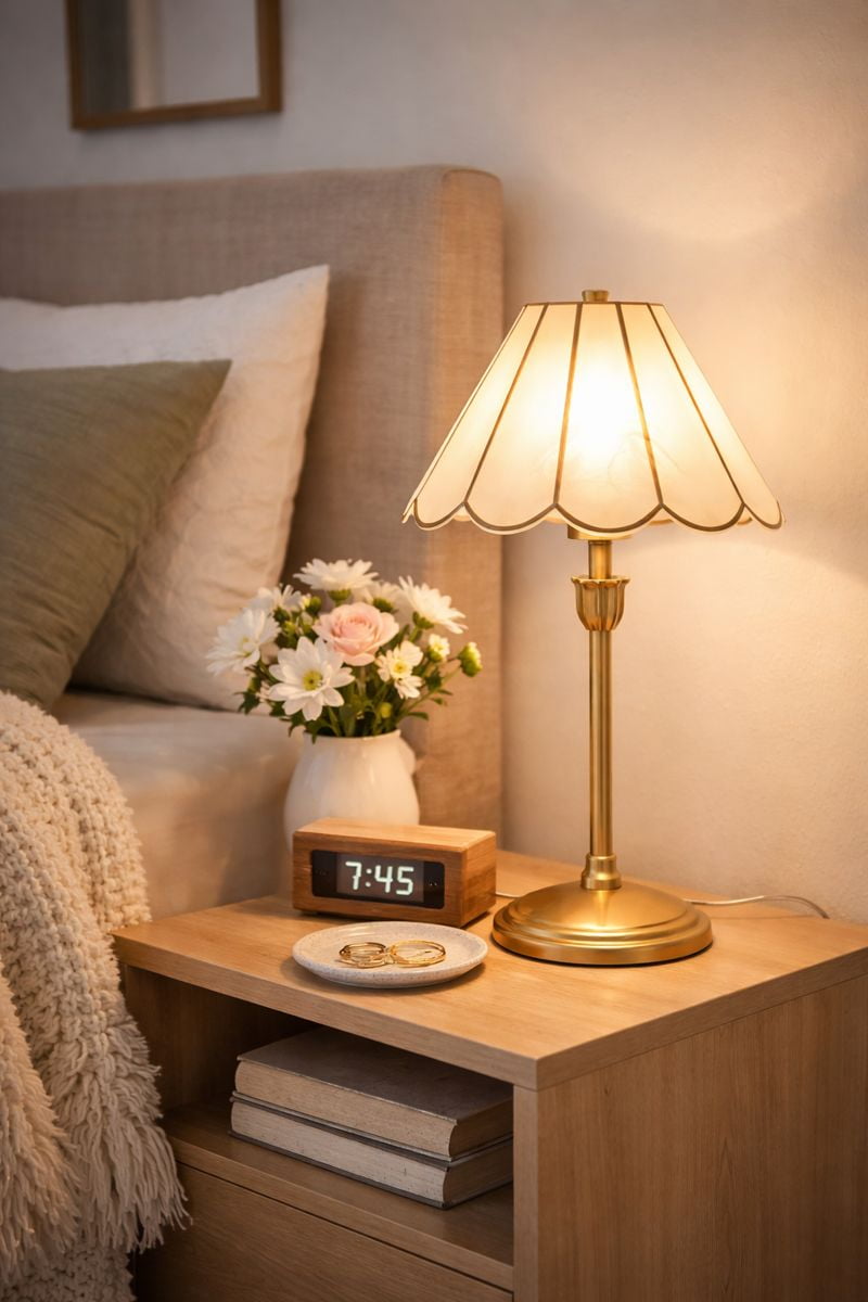 Home Decor Collection Capiz Scalloped Glass Table Lamp, Gold Finish, 19 ...