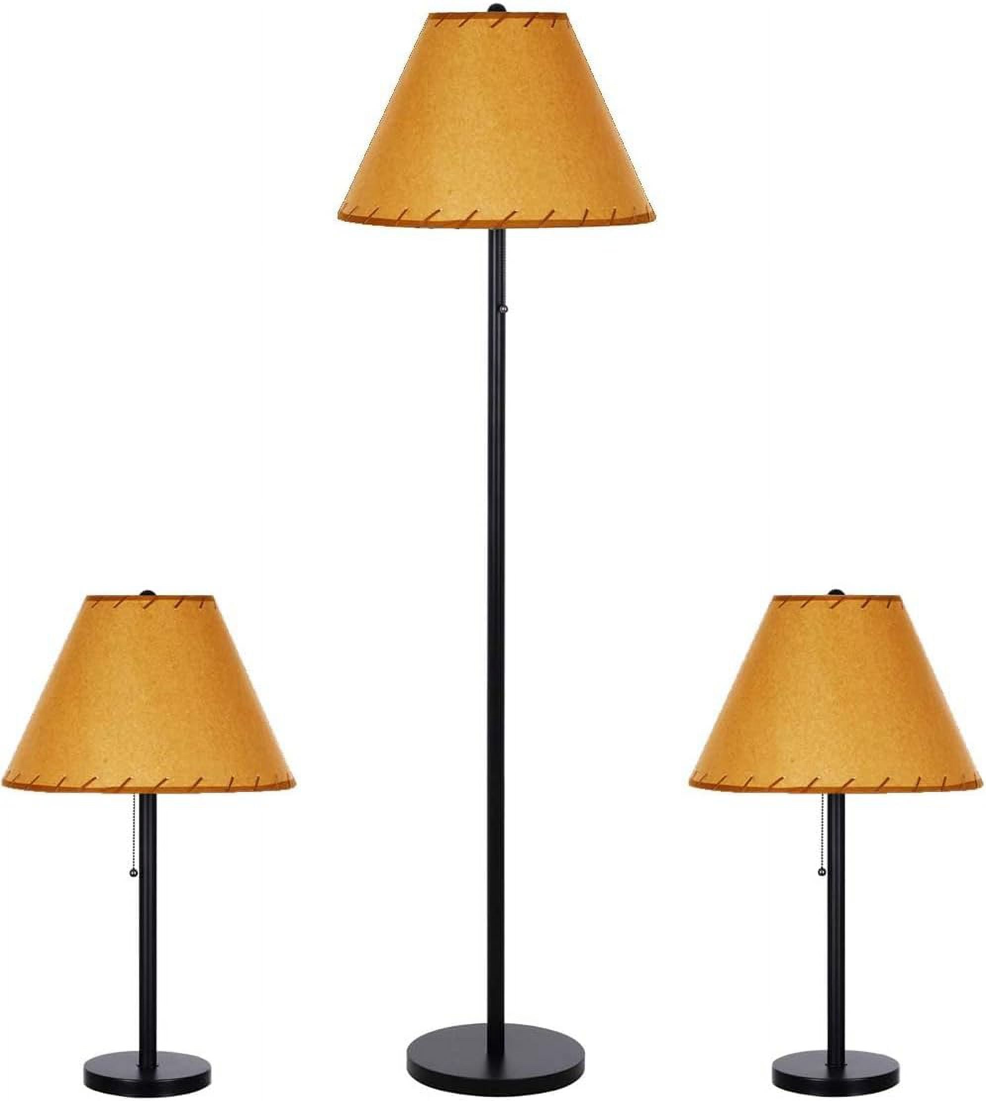 Catalina Lodge Cabin 3-Piece Floor and Table Lamp Combo Set, Rustic ...