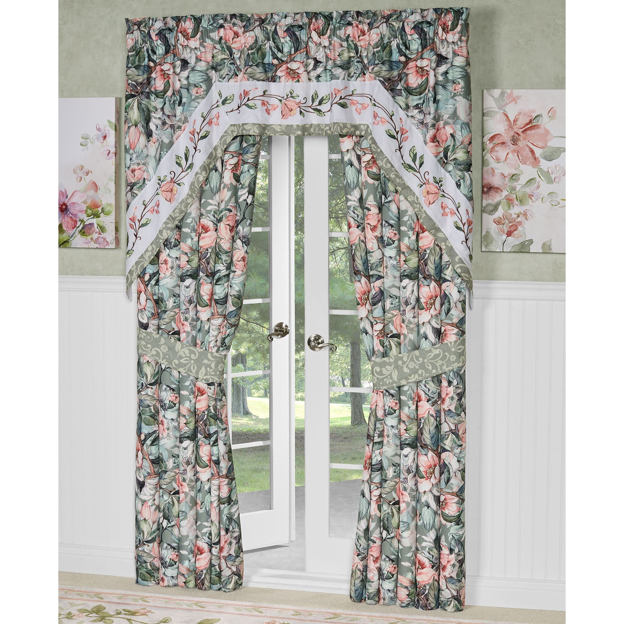 Catalina Window Treatment Embroidered Pieced Lined Seagrass Swag Set ...