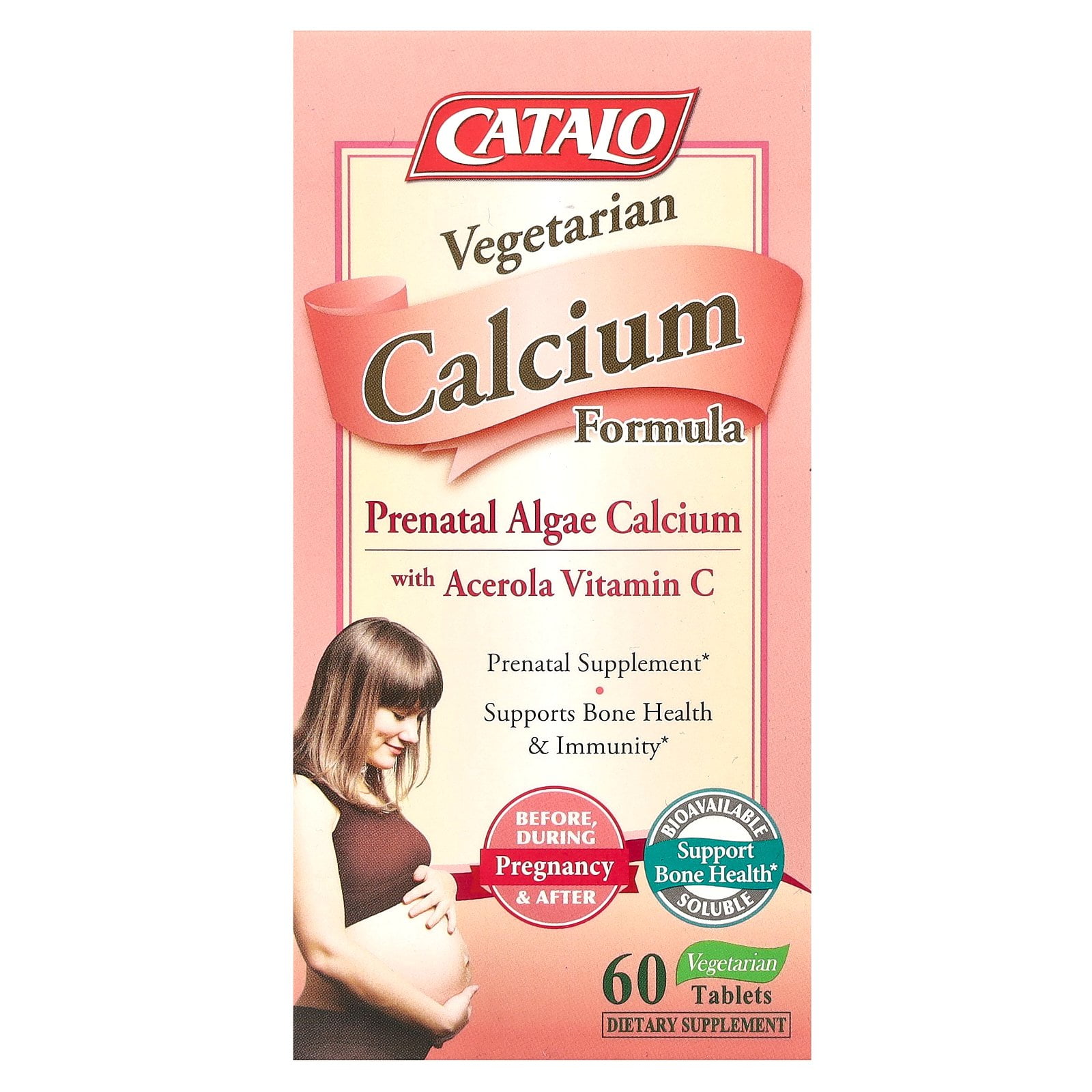 CATALO Vegetarian Calcium Formula, Prenatal Algae Calcium with Acerola ...