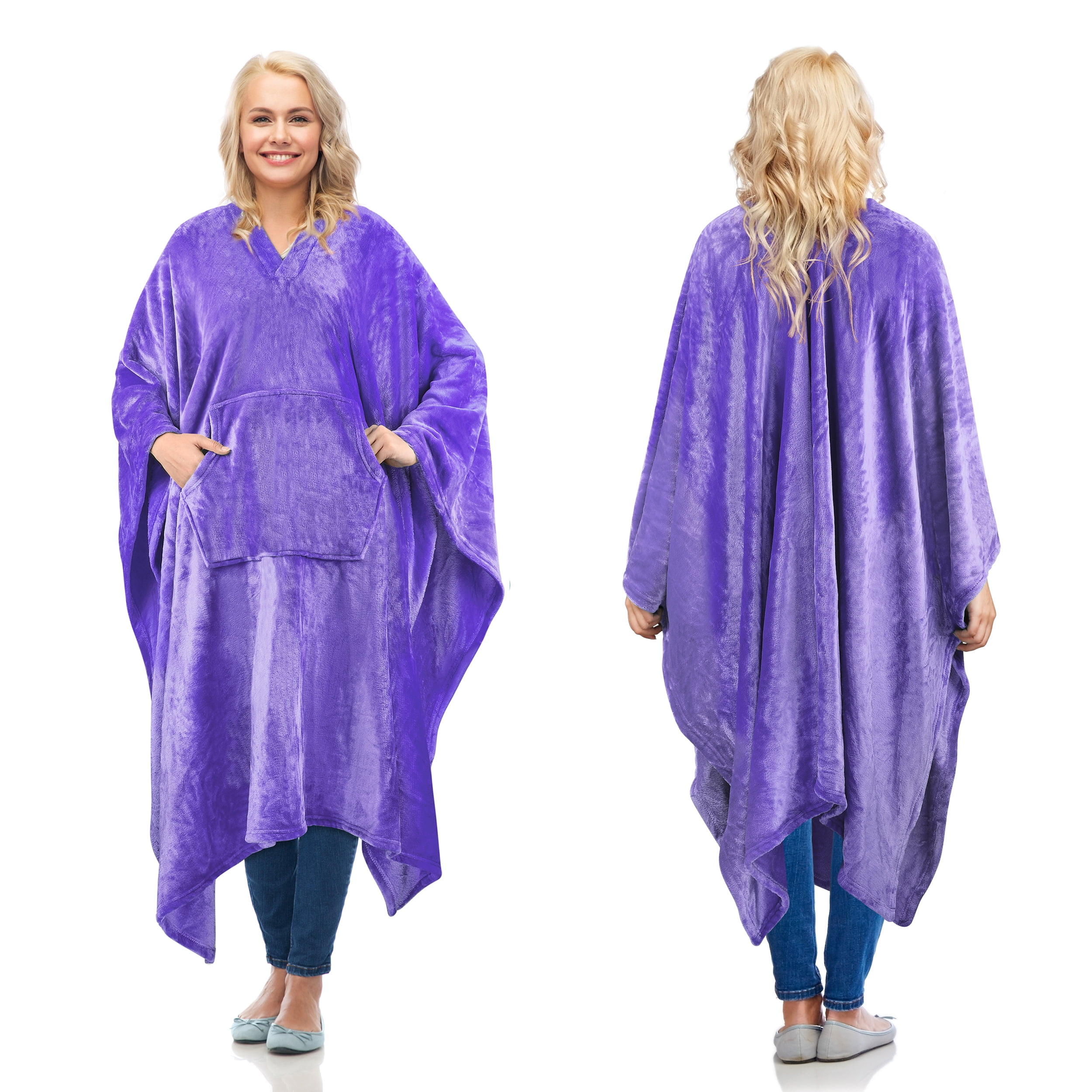Catalonia Fleece Wearable Blanket Poncho for Adults, Wrap Cape with ...