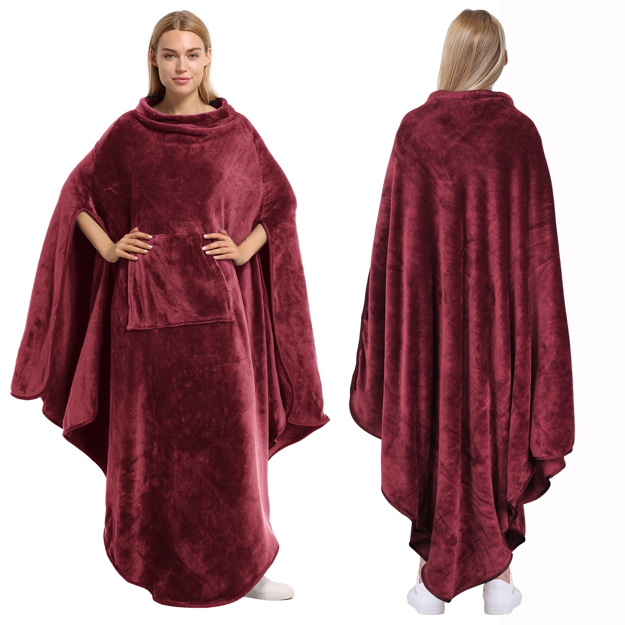 Catalonia Plush Fleece Wearable Wrap & Sherpa Poncho for Adults ...