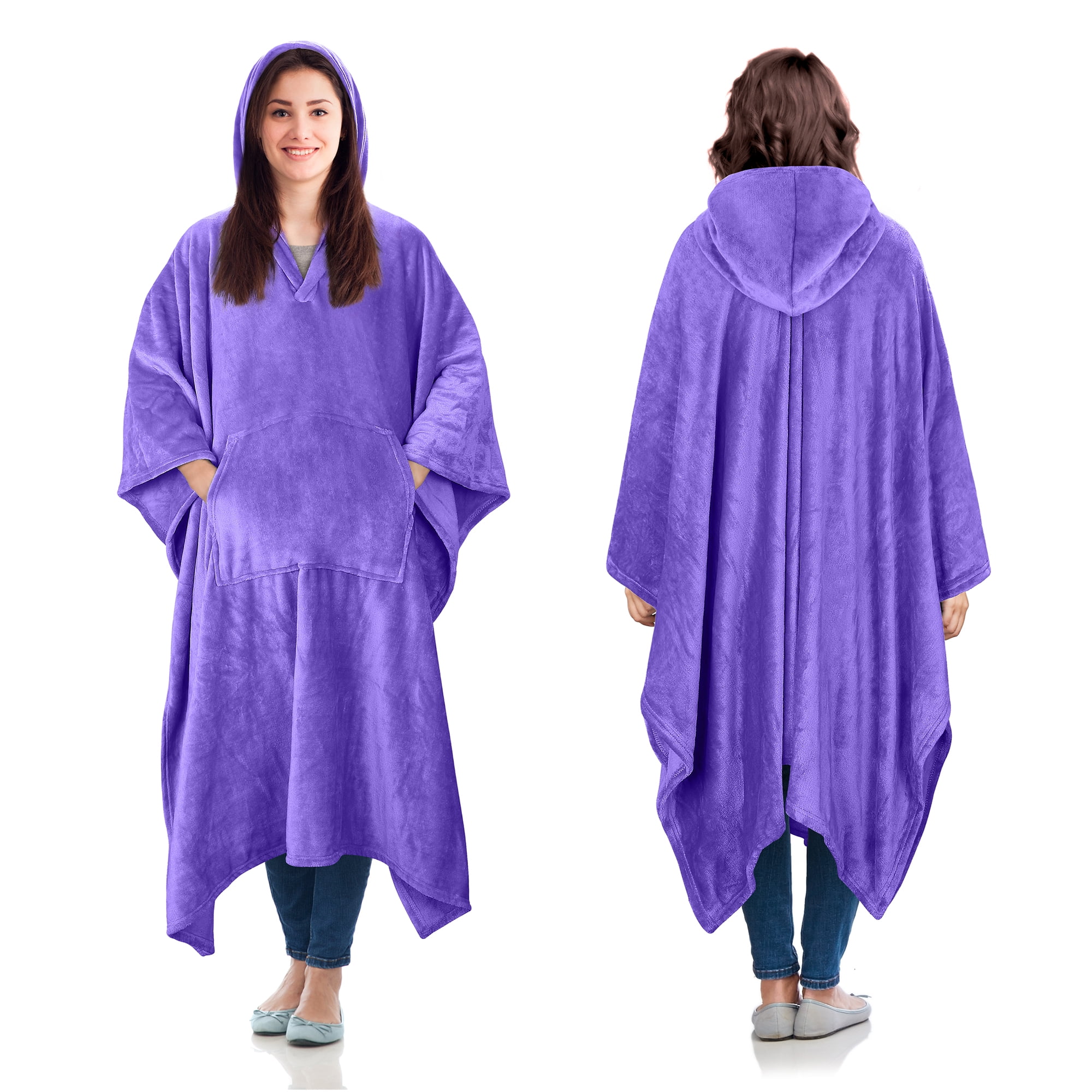 Catalonia Plush Throw Snuggle Hooded Blanket Poncho | Fleece Wrap for ...