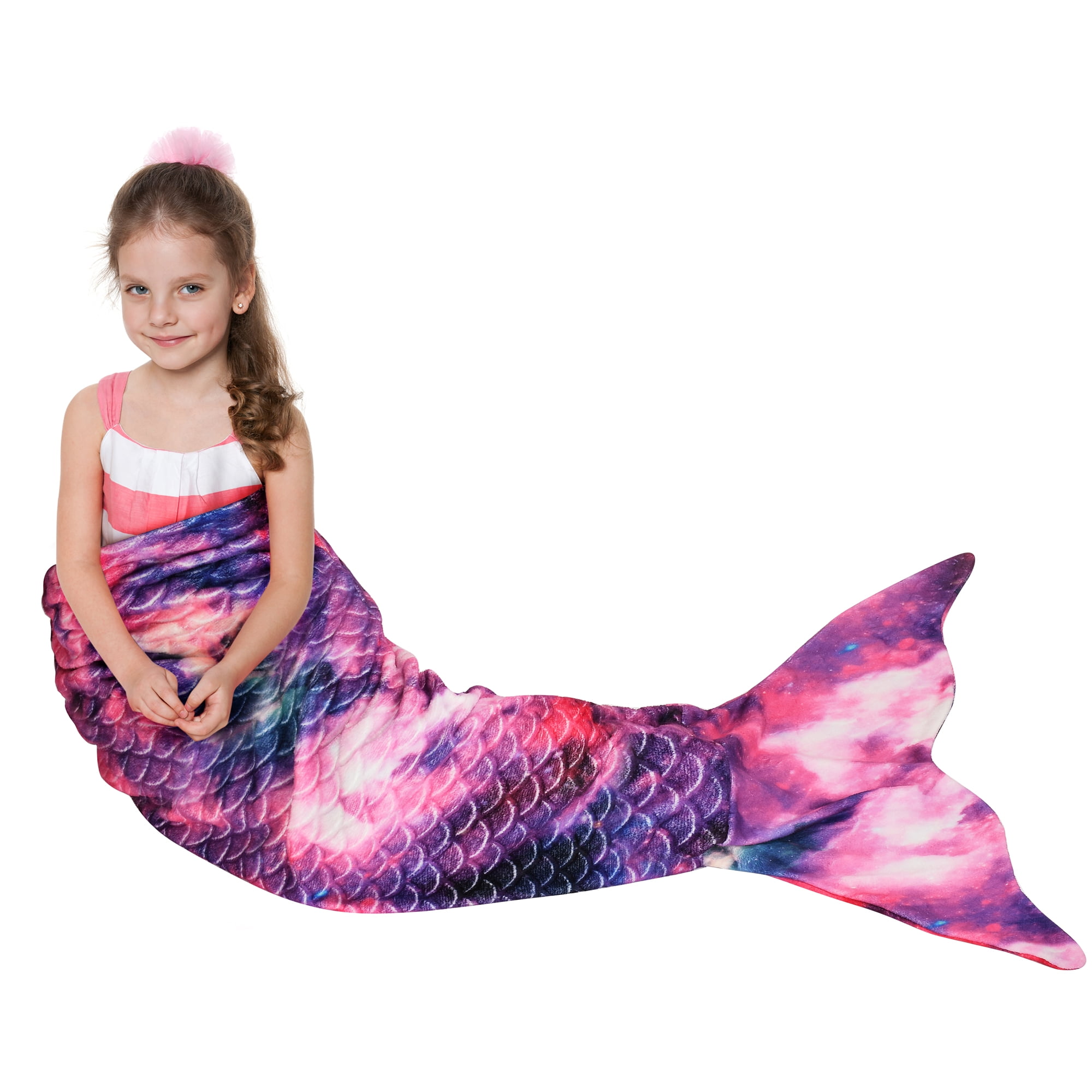 Catalonia Kids Mermaid Tail Blanket,Super Soft Plush Flannel Sleeping ...