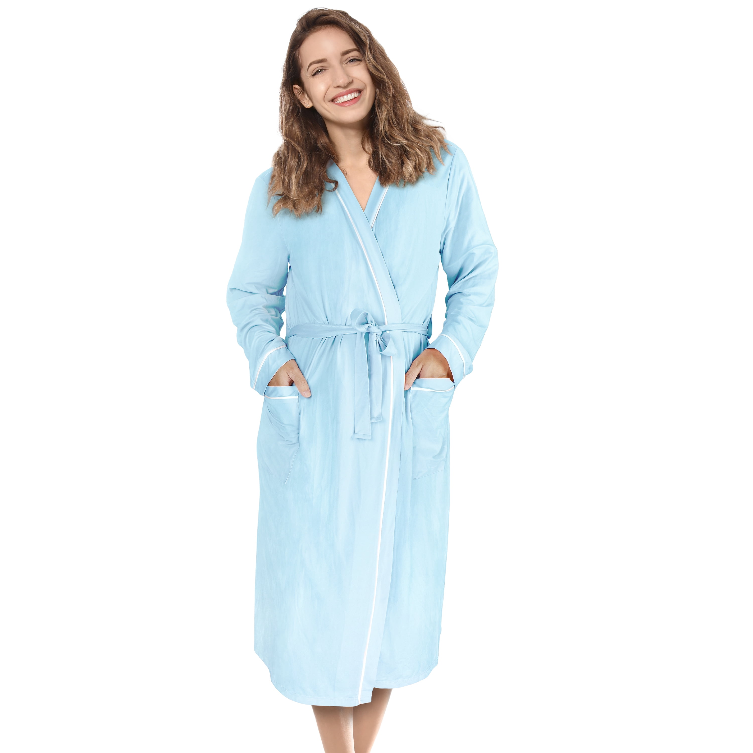 Catalonia Lightweight Ladies Bathrobe, Long Summer Robe with Pockets ...