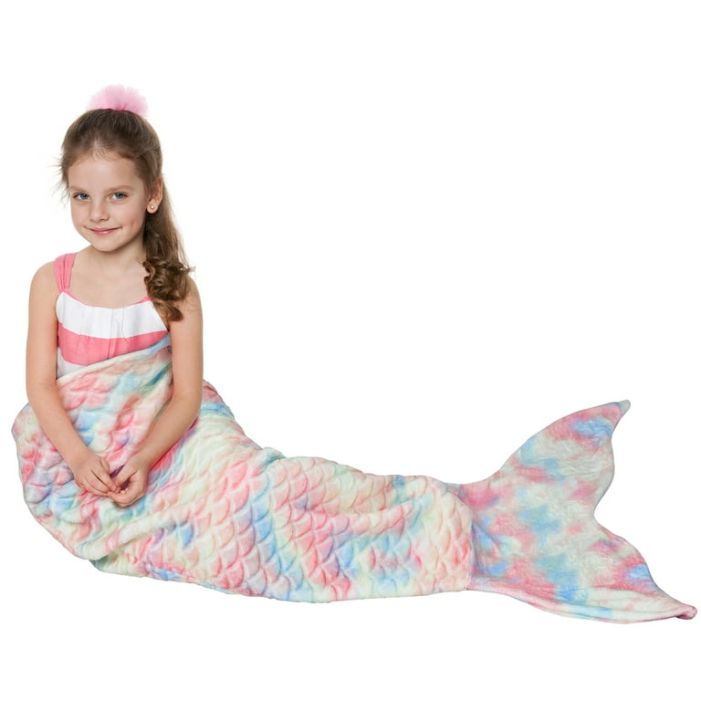 Catalonia Mermaid Tail Blanket Toddler Kids Girls Fish Scales Pattern Sleeping Bag Mermaid Tail Throw Blanket Gift for 3 6 Candy Walmart