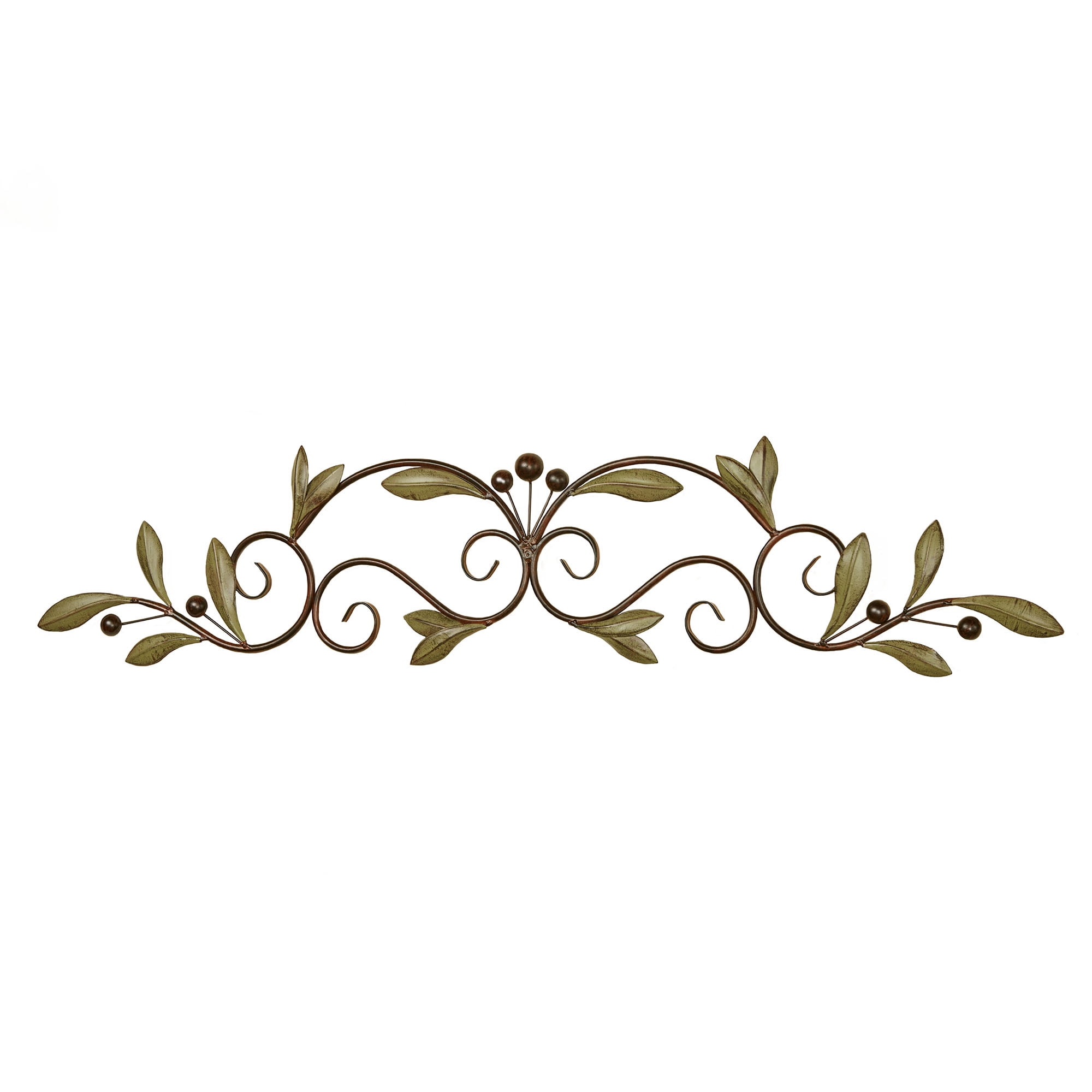 Catalonia Olive Handcrafted Handpainted Scroll Metal Wall Art Topper ...